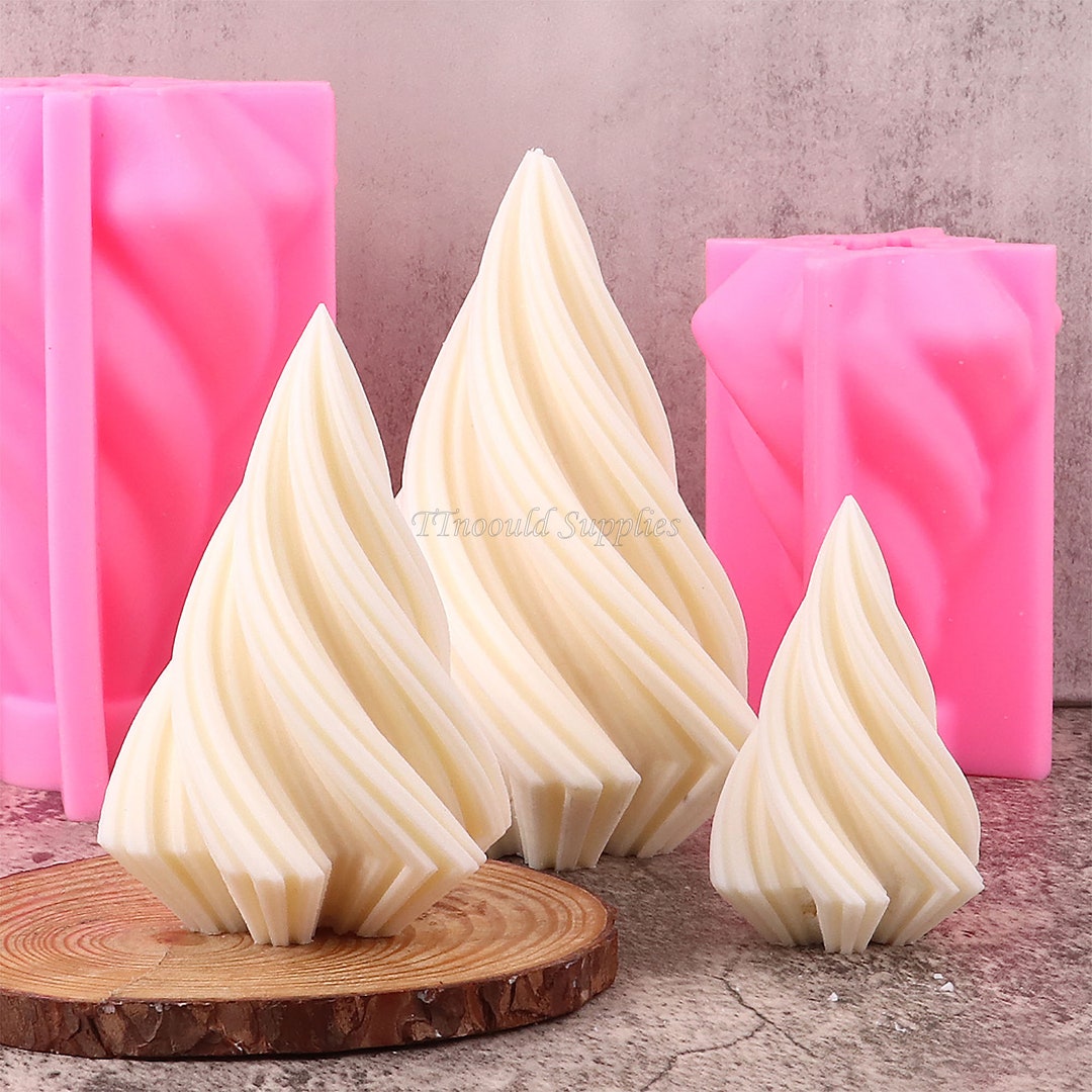 Spiral Triangle Candle Silicone Mold, Whirl Triangle Cone Candle Mold ...