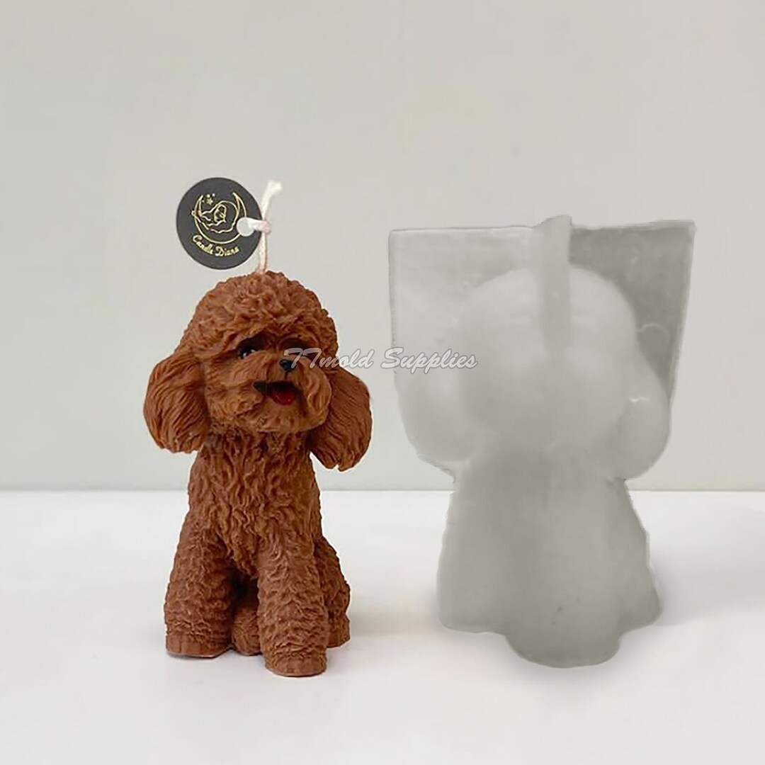 Teddy Dog Candle Silicone Mold: DIY Fluffy Dog Aroma Plaster Mould ...