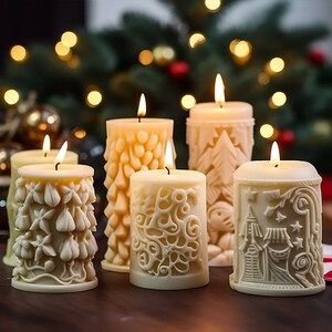 DIY Embossed Cylinder Aroma Candle Silicone Mold, Wave Curve Pattern ...