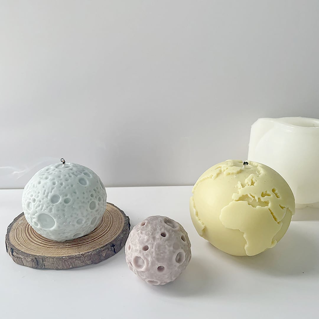 Lunar Planetary Candle Silicone Mold, Moon Earth Chocolate Mold, Space ...