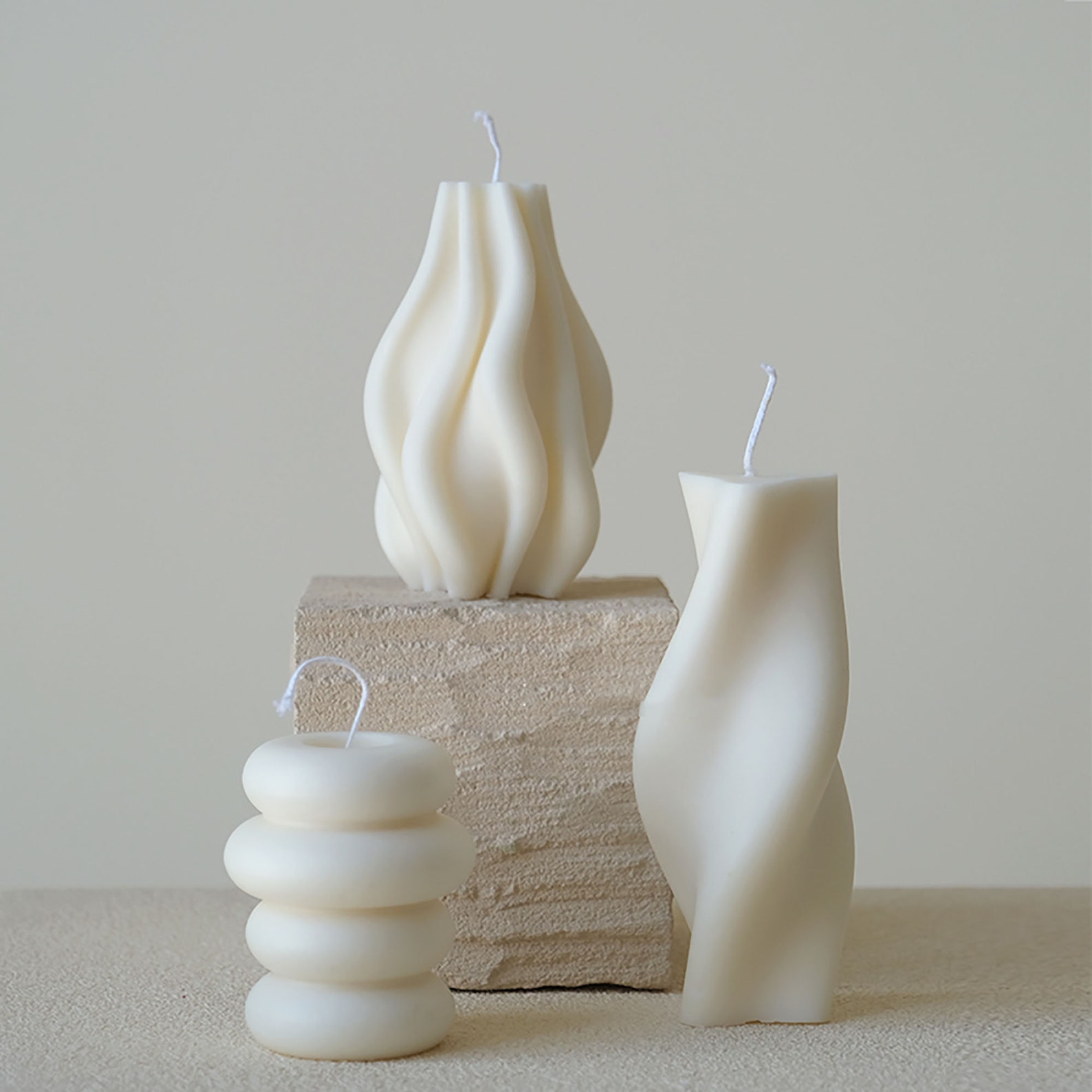 Geometric Abstract Water Wave Striped Candle Silicone Mold,creative ...