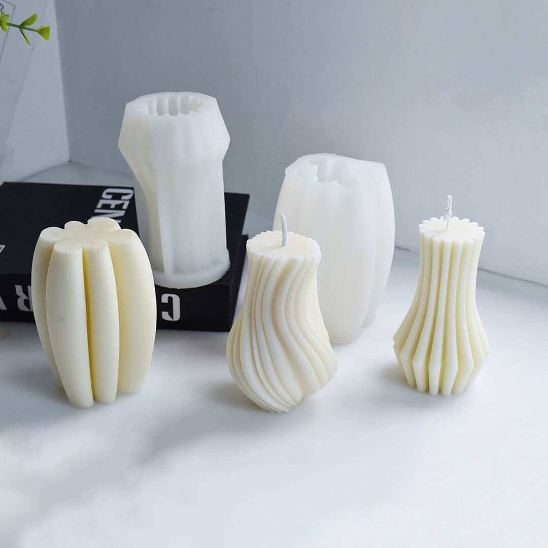 Line Geometry Candle Silicone Mold, Twisted Plaster Home Ornament Mould ...