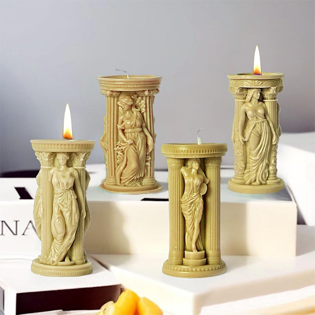 Athena Goddess Statue Cylinder Aroma Candle Silicone Mold DIY Greek ...