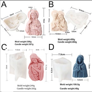 Religious Blessed Virgin Mary Goddess Candle Silicone Mold, Jesus ...