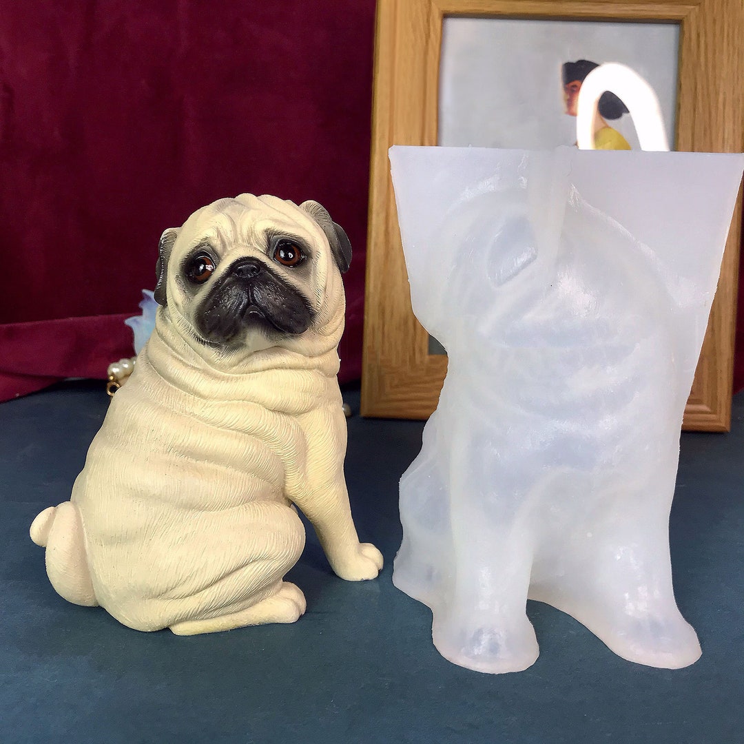 3D Pug Dog Animal Dog Aroma Candle Silicone Mold Cute Dog Epoxy Resin ...