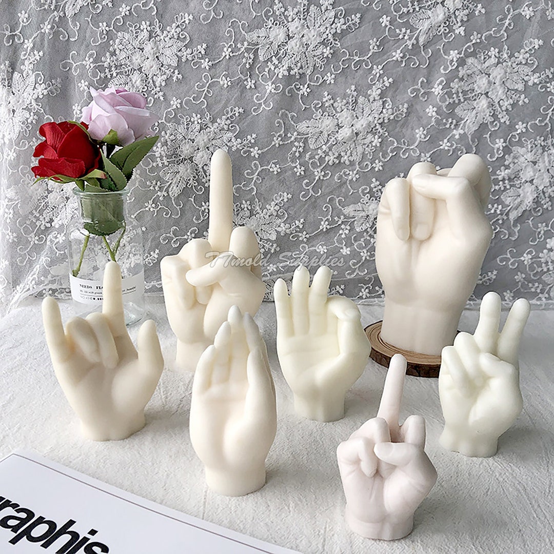 Medium Finger Finger Candle Silicone Mold, Ok Hand Gesture Plaster Mold ...