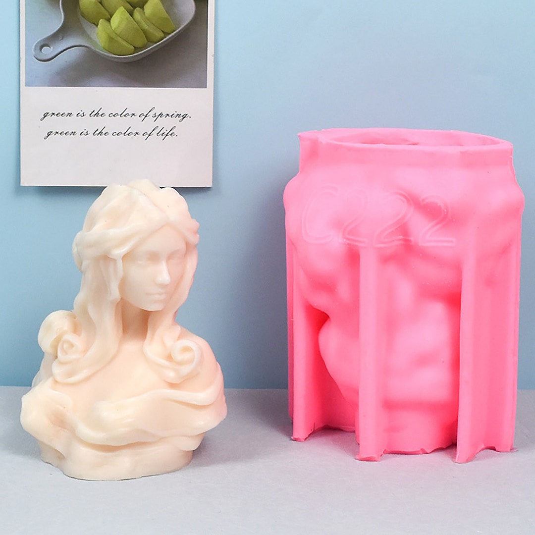 European Goddess Statue Aroma Candle Silicone Mould, Diy Curly Hair ...