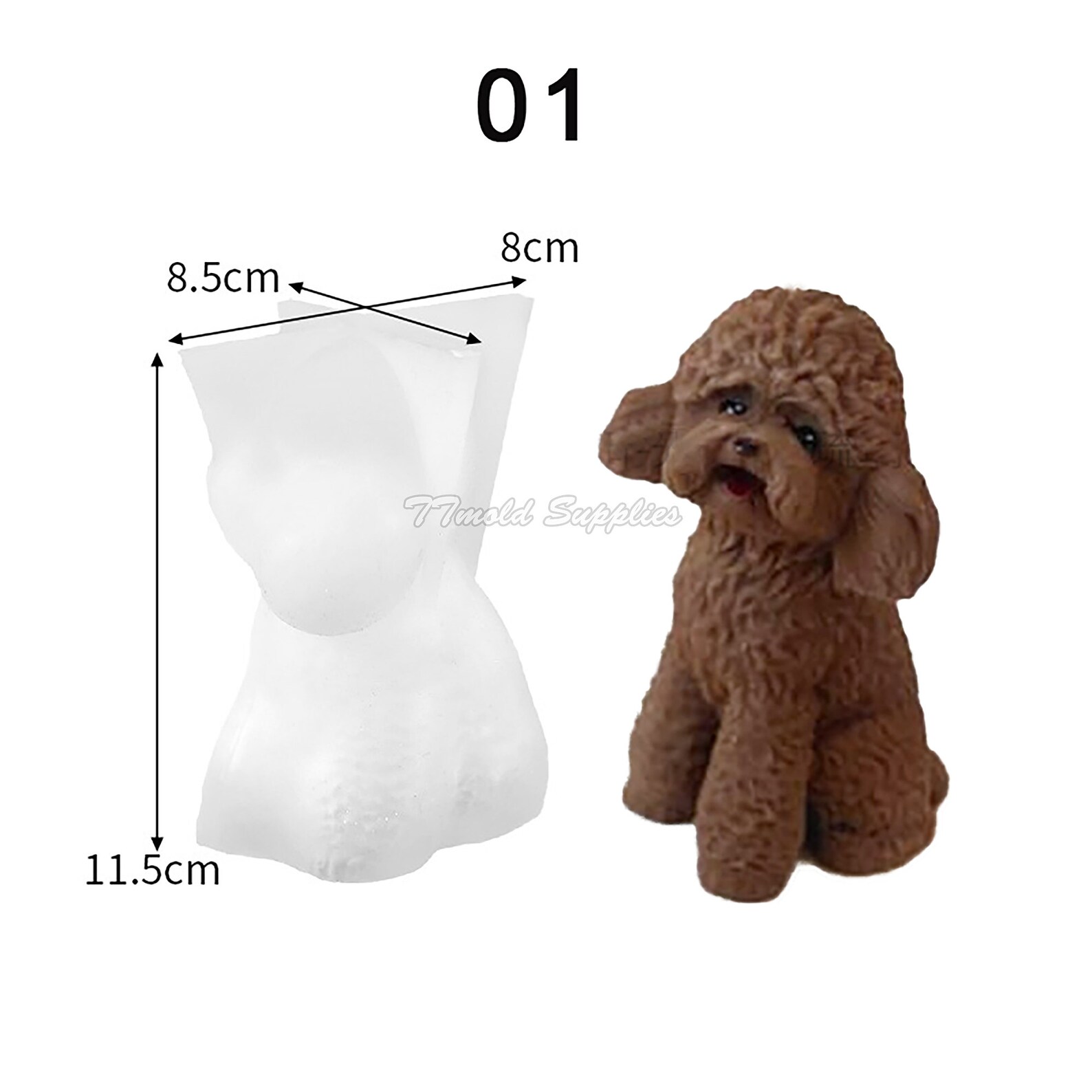 Teddy Dog Candle Silicone Mold, Cute Fluffy Dog Soap Mold, Dog ...