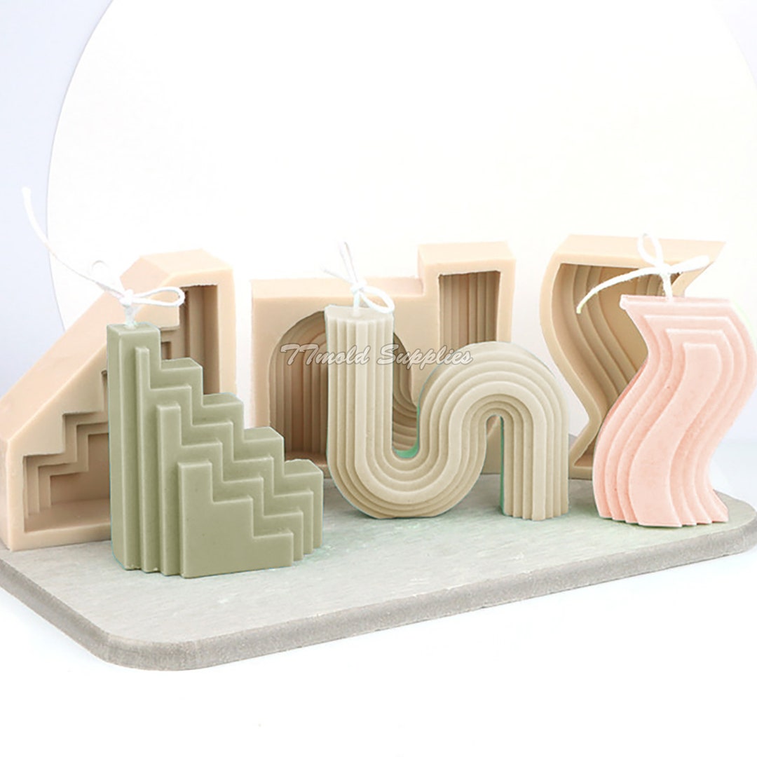 Geometric Creative Abstract Aroma Candle Silicone Mold DIY Striped Home ...