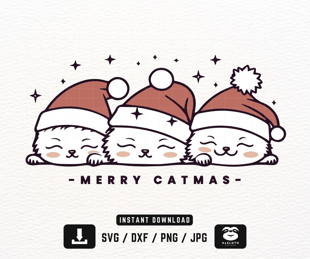 Cat Christmas Svg, Merry Catmas Svg, Png Dxf Files, Instant DOWNLOAD ...