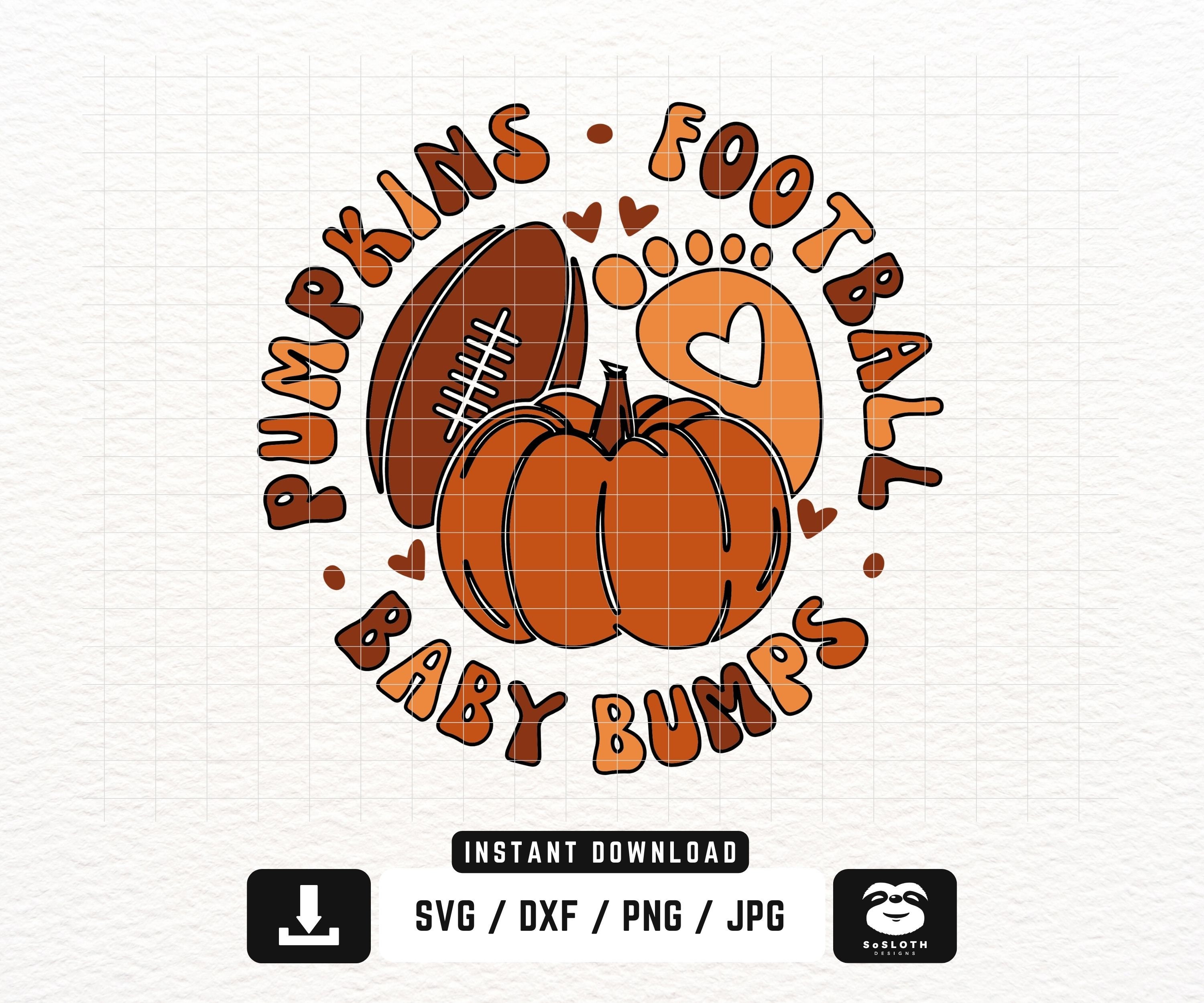 Pumpkins Football Baby Bumps Svg Png Dxf Files Instant - Etsy