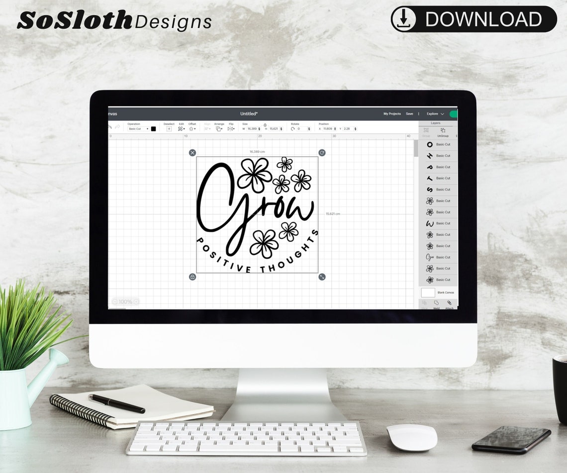 Grow Positive Thoughts Svg Instant DOWNLOAD for Cricut | Etsy