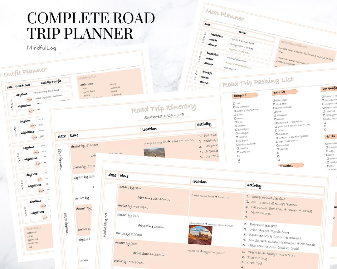 Complete Road Trip Planner | Printable PDF | Instant Download ...