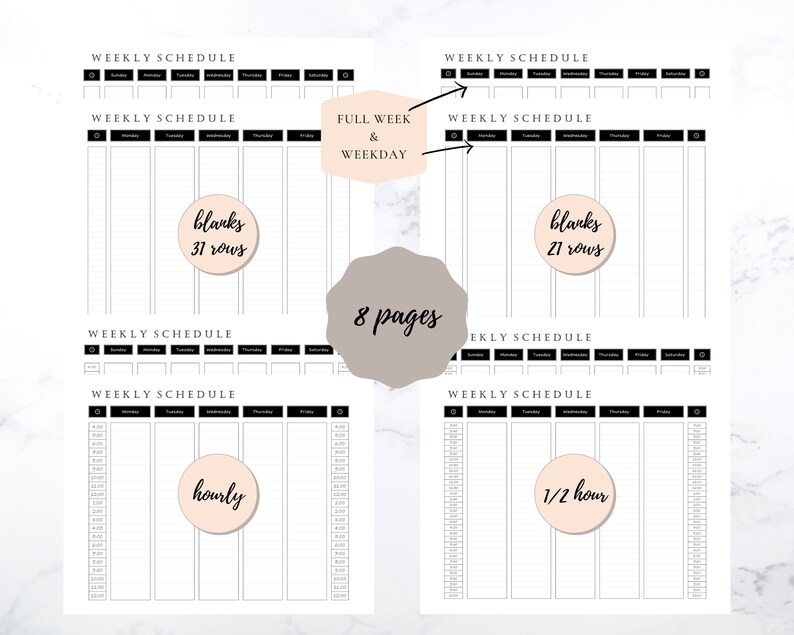 Weekly Planner | Printable PDF | Instant Download | Weekly Schedule ...