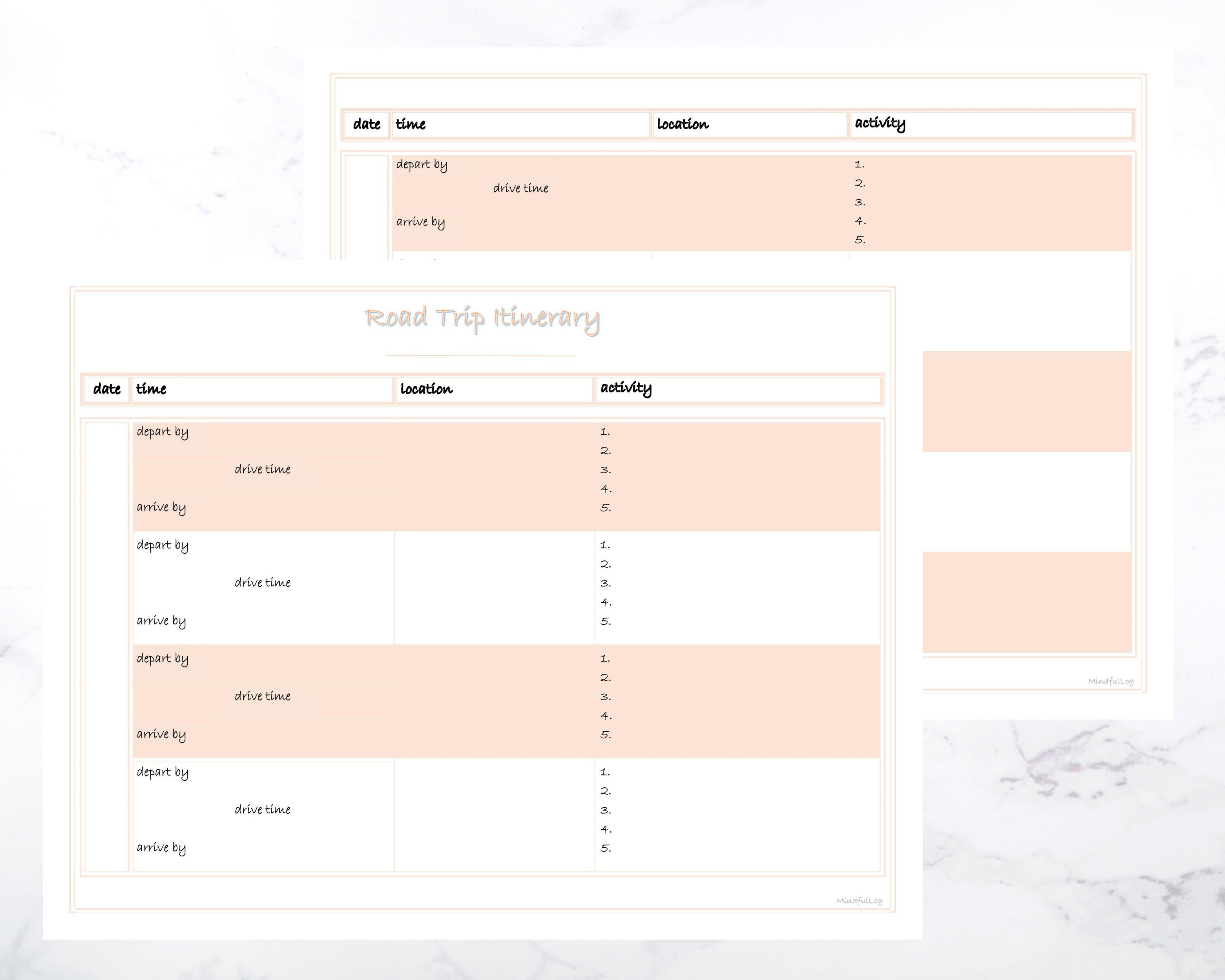 Road Trip Itinerary | Printable PDF | Instant Download | Road Trip ...