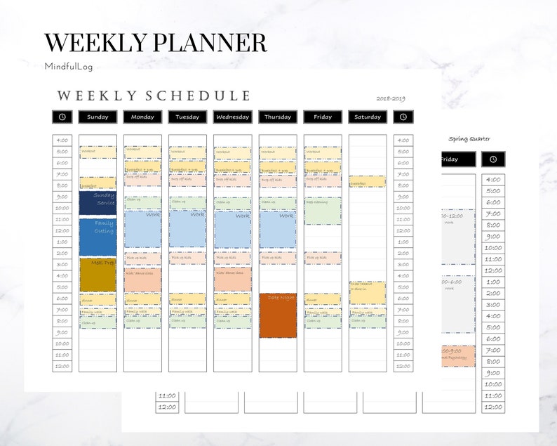 Weekly Planner | Printable PDF | Instant Download | Weekly Schedule ...