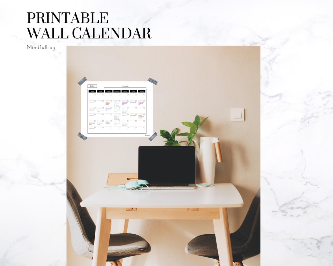 Wall Calendar Desktop Calendar Printable PDF Instant Download Monthly ...