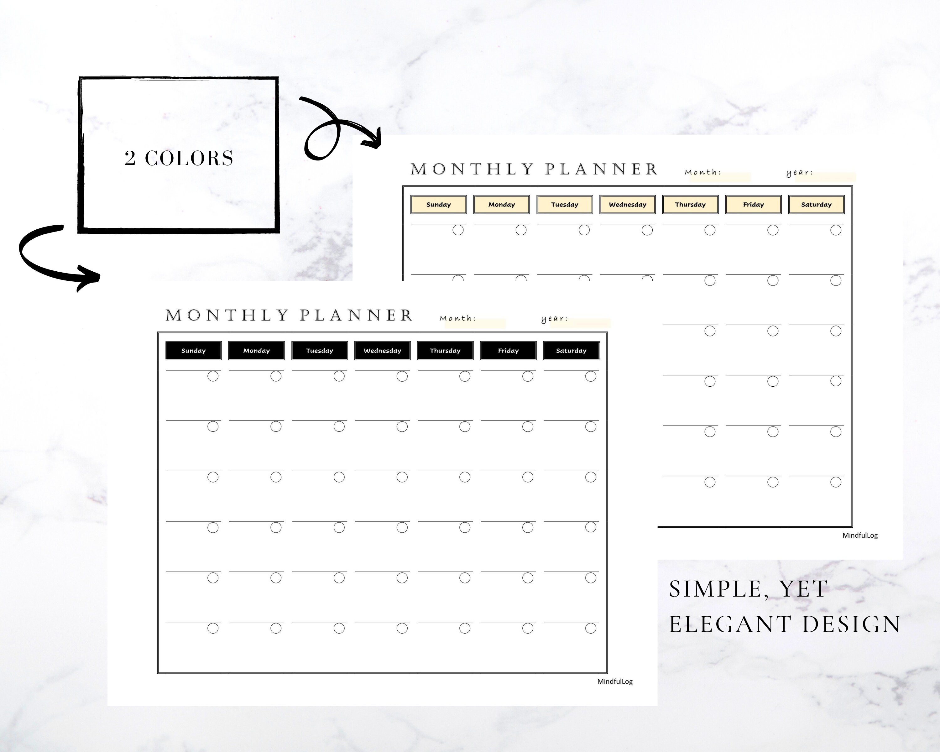 Monatsplaner | Druckbare PDF | Sofort Download | Monatlicher Zeitplan ...