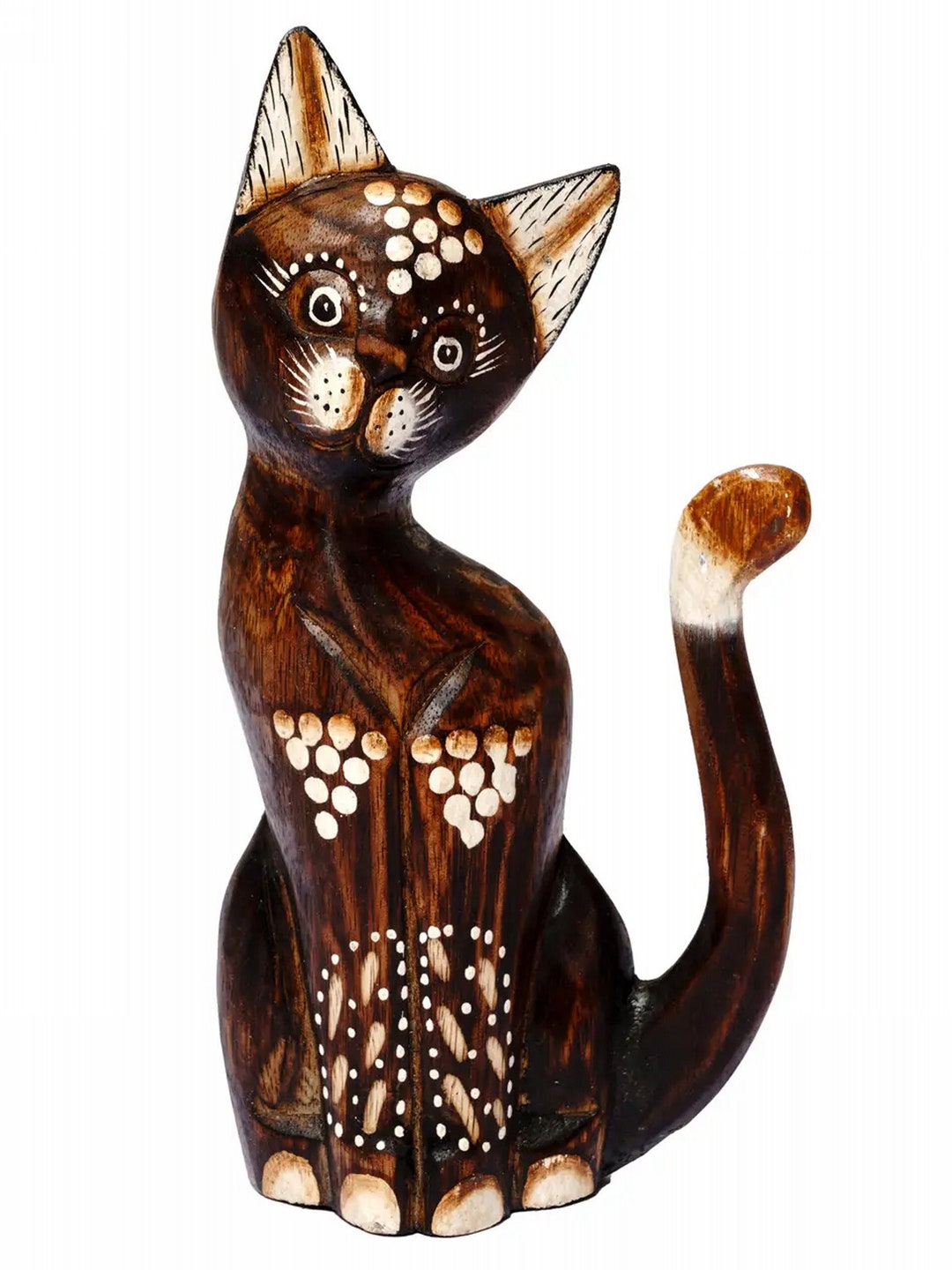 Figurine Cat Wooden, Cat Figurine, Wooden Figurine Cat, Home Decoration ...