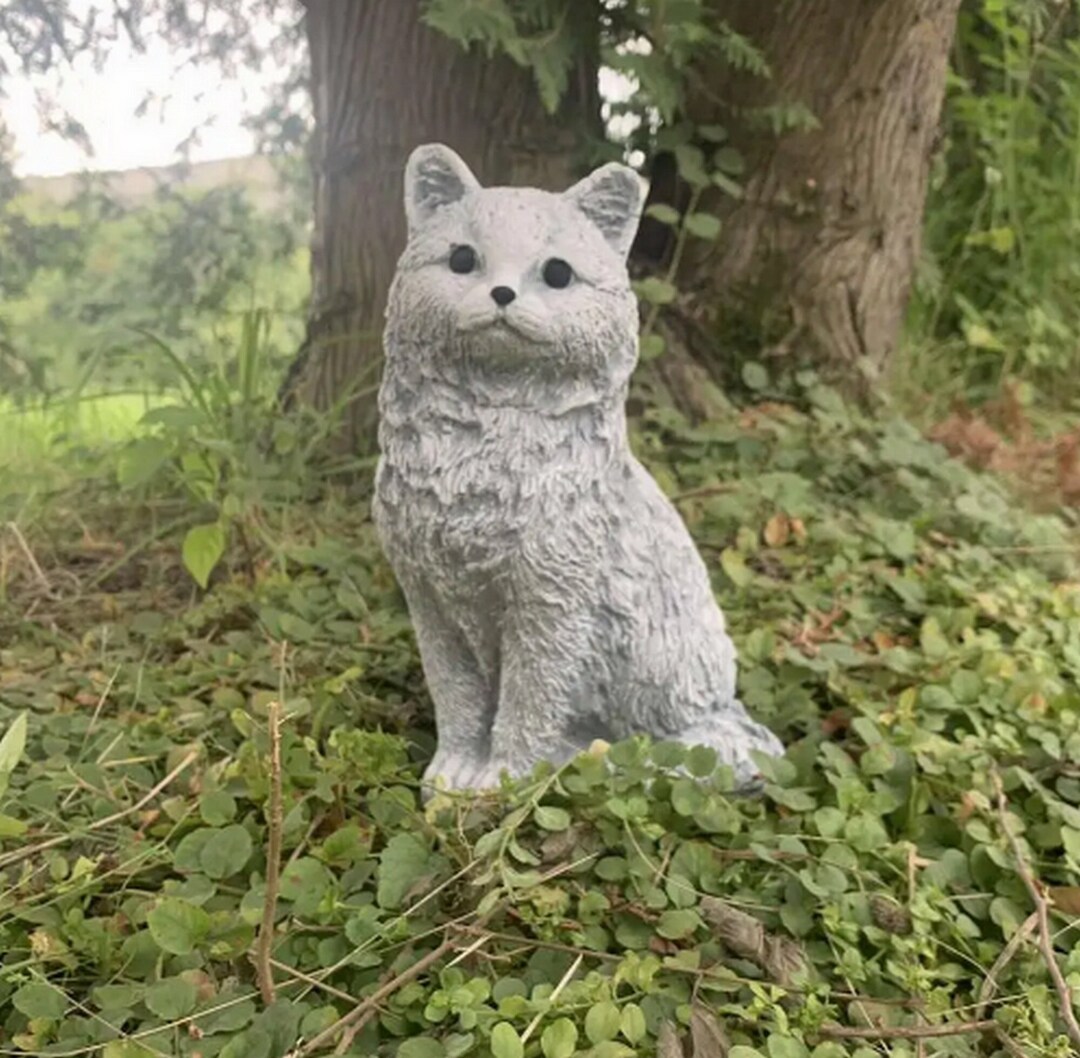 Garden Statue, Cat Figurine, Concrete Figurine Cat Sculpture, Cat ...