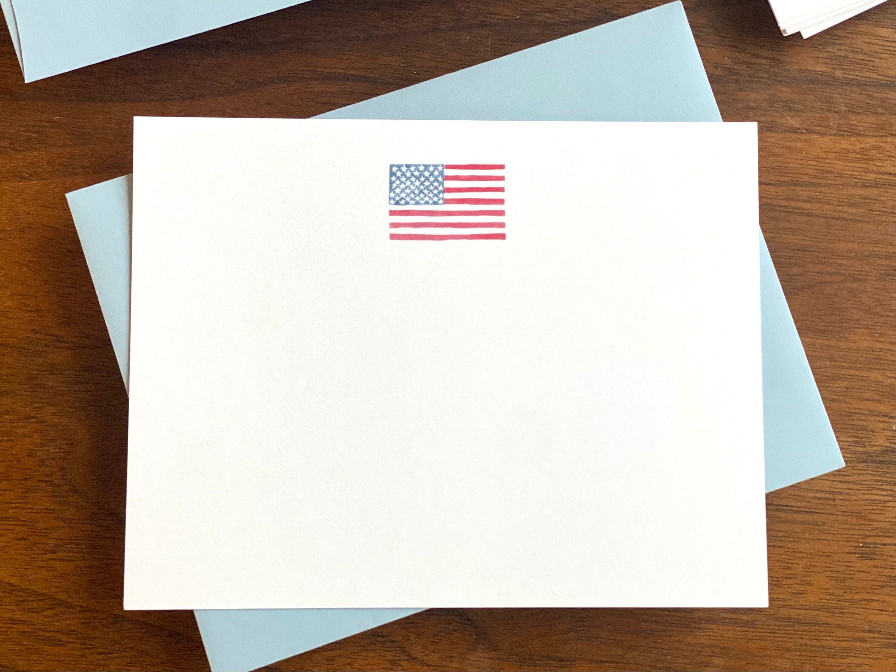 10 USA Flag Notecard Set, American Flag Notecards Set of 10 With Pale ...
