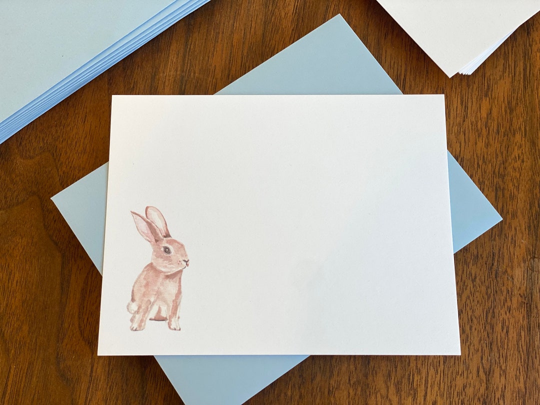 10 Flat Bunny Note Card Set | Easter or Baby Shower Watercolor Print ...
