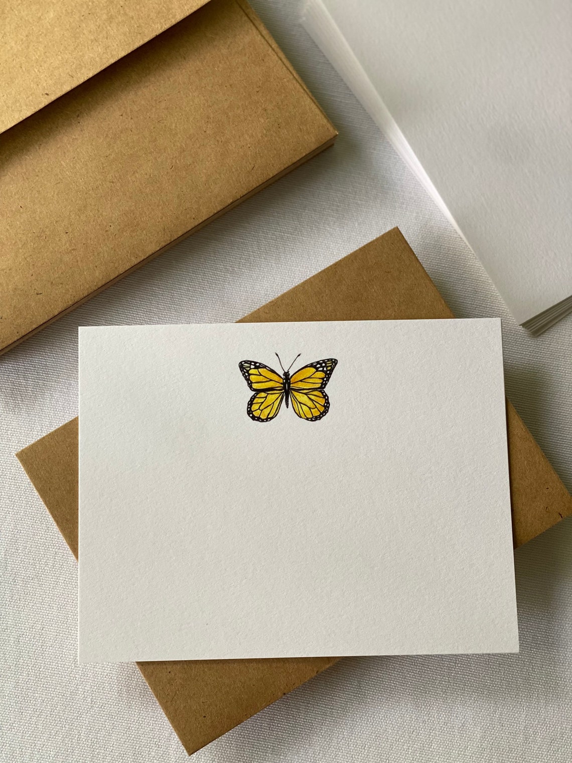 12 Flat Monarch Butterfly Notecards, Set of 12 Flat Watercolor ...
