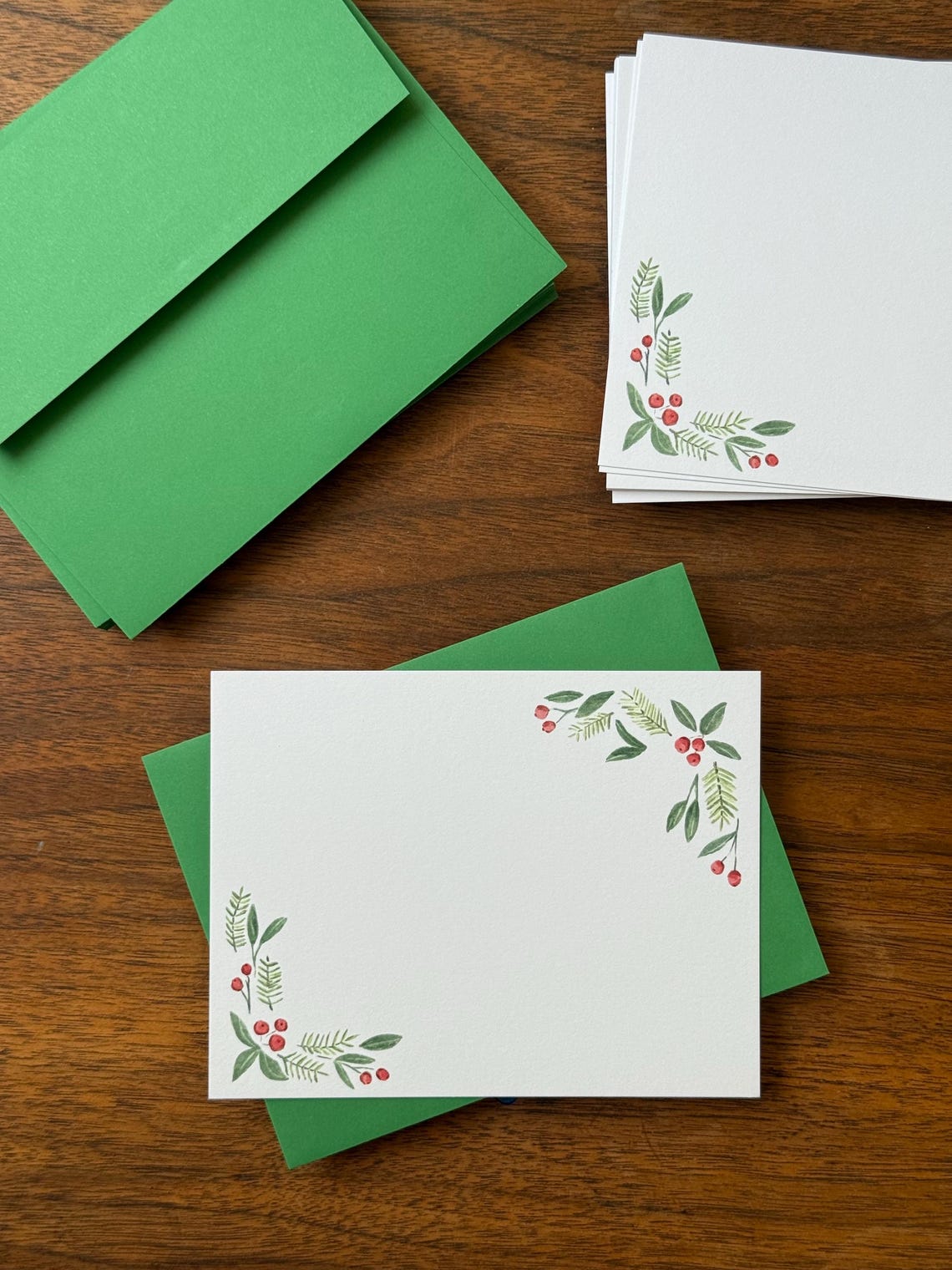 10 Flat Christmas Note Card Set| Set of 10 Cards and Envelopes ...
