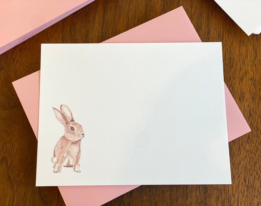 10 Flat Bunny Note Card Set | Easter or Baby Shower Watercolor Print ...