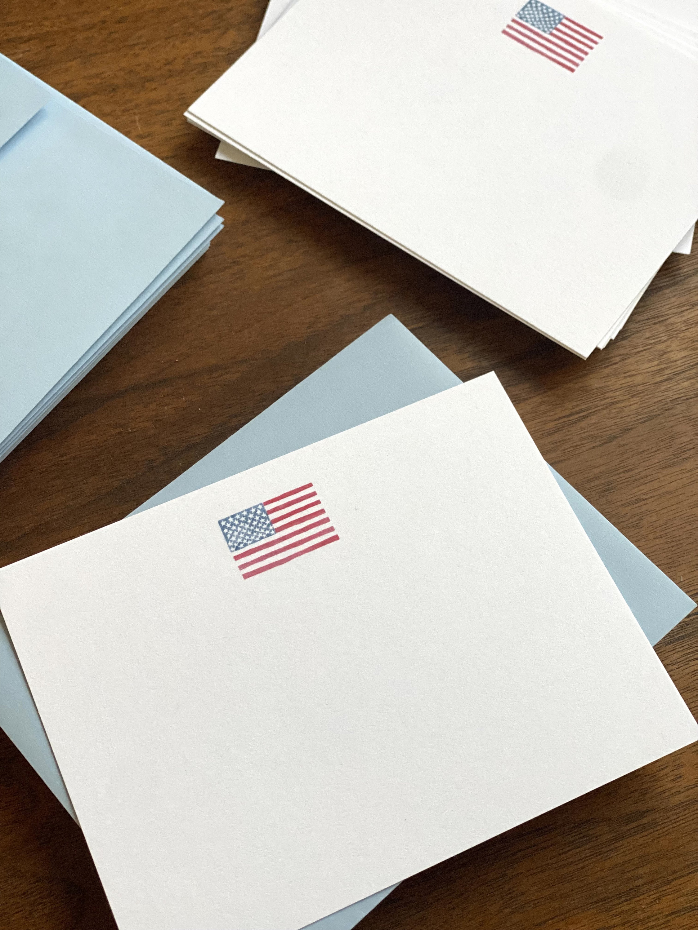 10 USA Flag Notecard Set, American Flag Notecards Set of 10 With Pale ...