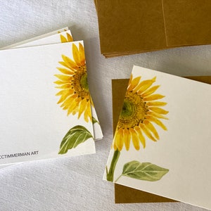 12 Flat Sunflower Notecards, Set of 12 Flat Note Cards and Envelopes ...