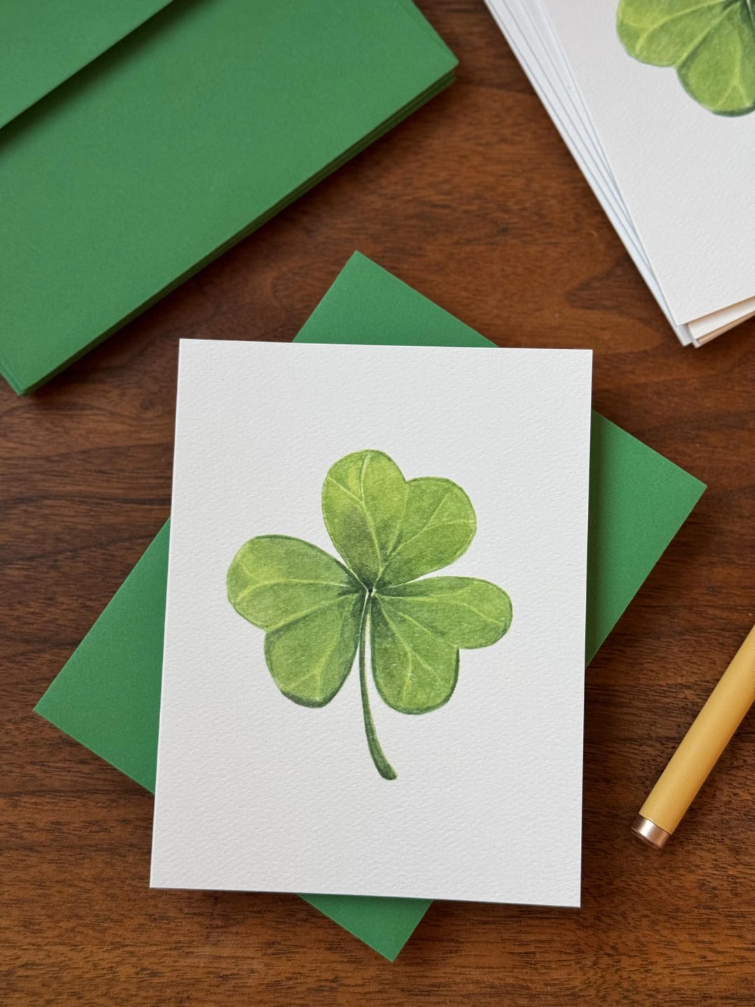 6 Shamrock Blank Notecard Set, 4.25” X 5.5” St. Patrick’s Day Shamrock ...