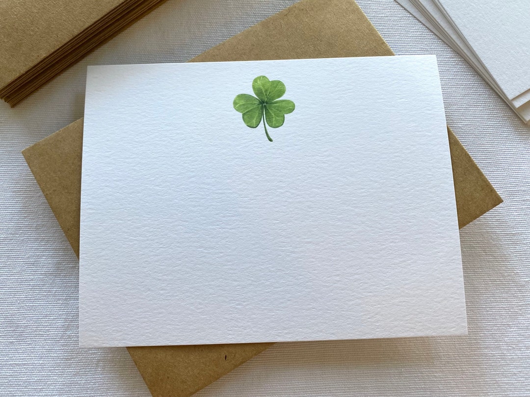 10 Flat Shamrock Notecards, Set of 10 Flat Note Cards and Envelopes ...