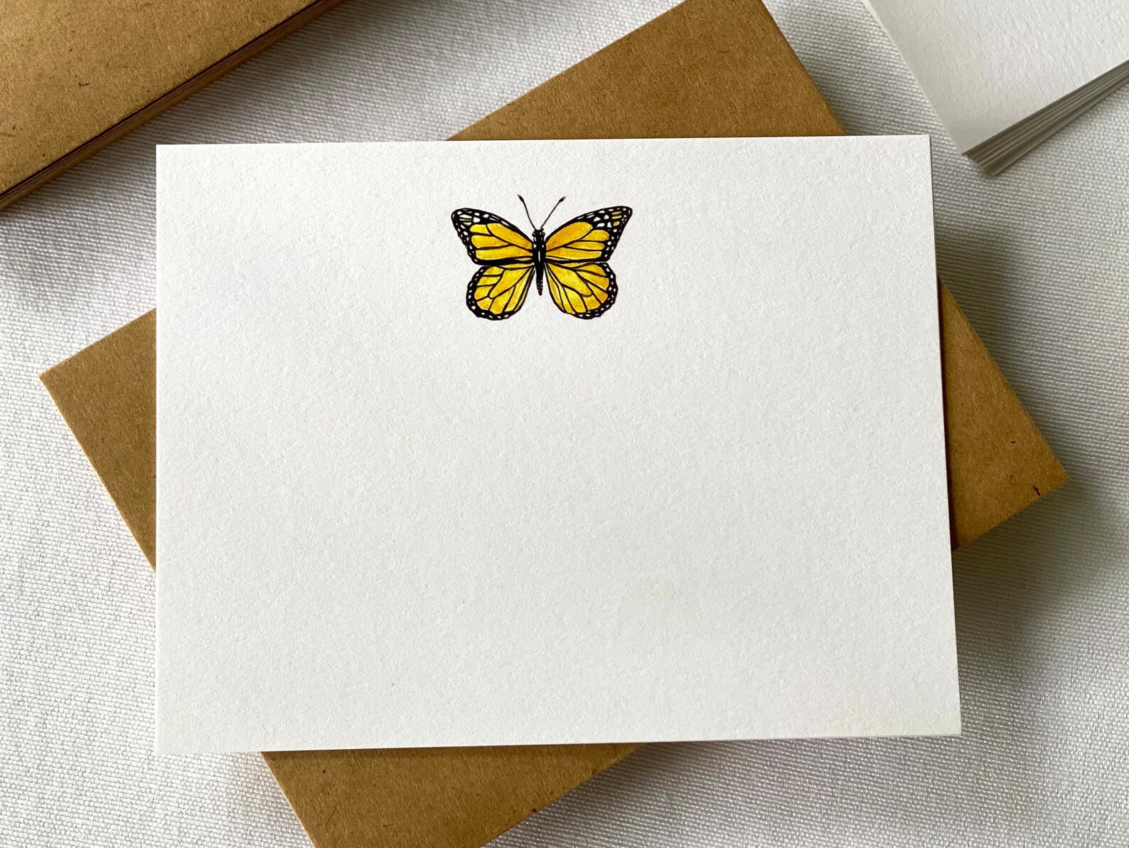 12 Flat Monarch Butterfly Notecards, Set of 12 Flat Watercolor ...