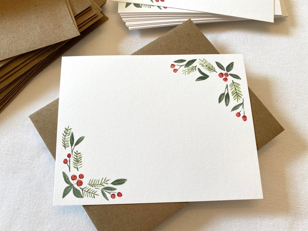 10 Flat Christmas Note Card Set| Set of 10 Cards and Envelopes ...