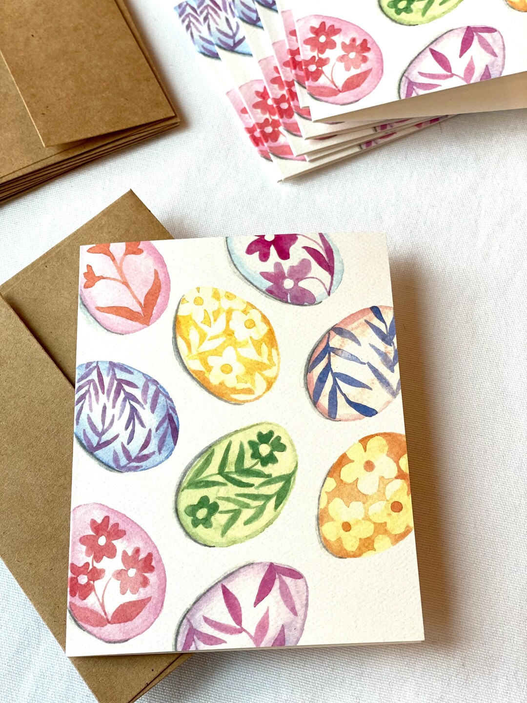 6 Easter Cards, 4.25” X 5.5” Folded Notecard Set of 6 Pretty Easter Egg ...