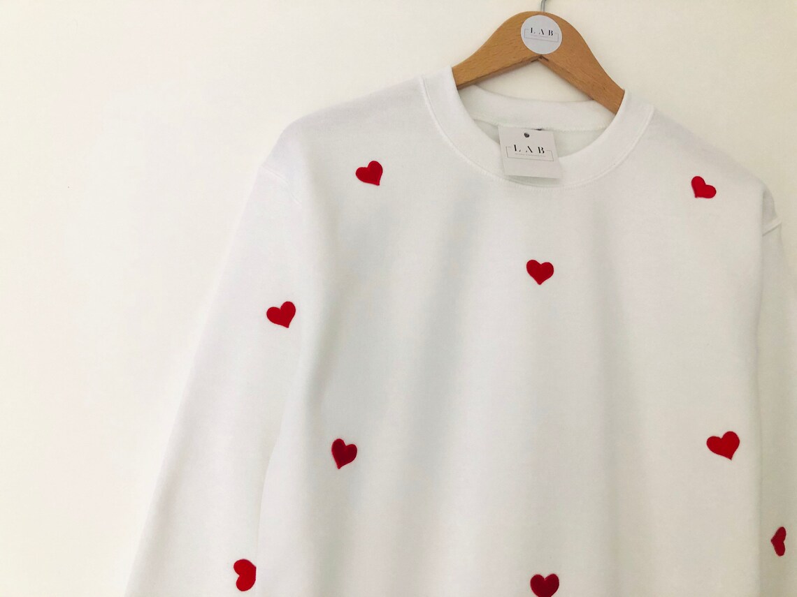 Embroidered Hearts Jumper - Etsy