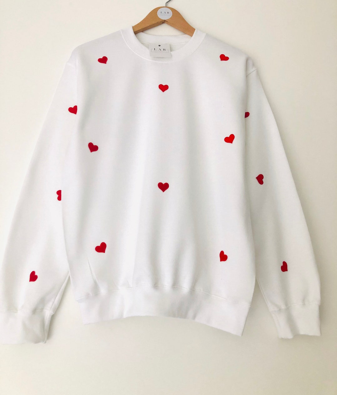 Embroidered Hearts Jumper - Etsy