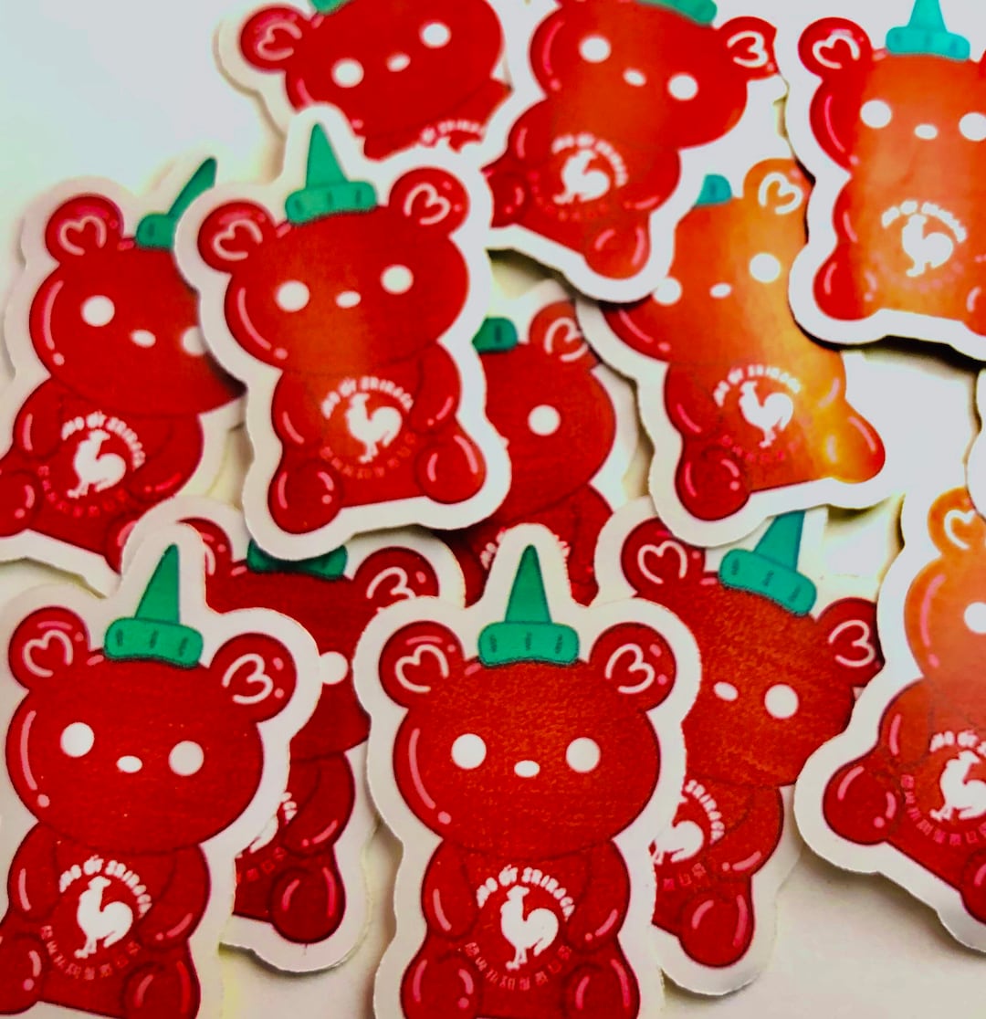 Cute Sriracha Bear Sticker - Etsy