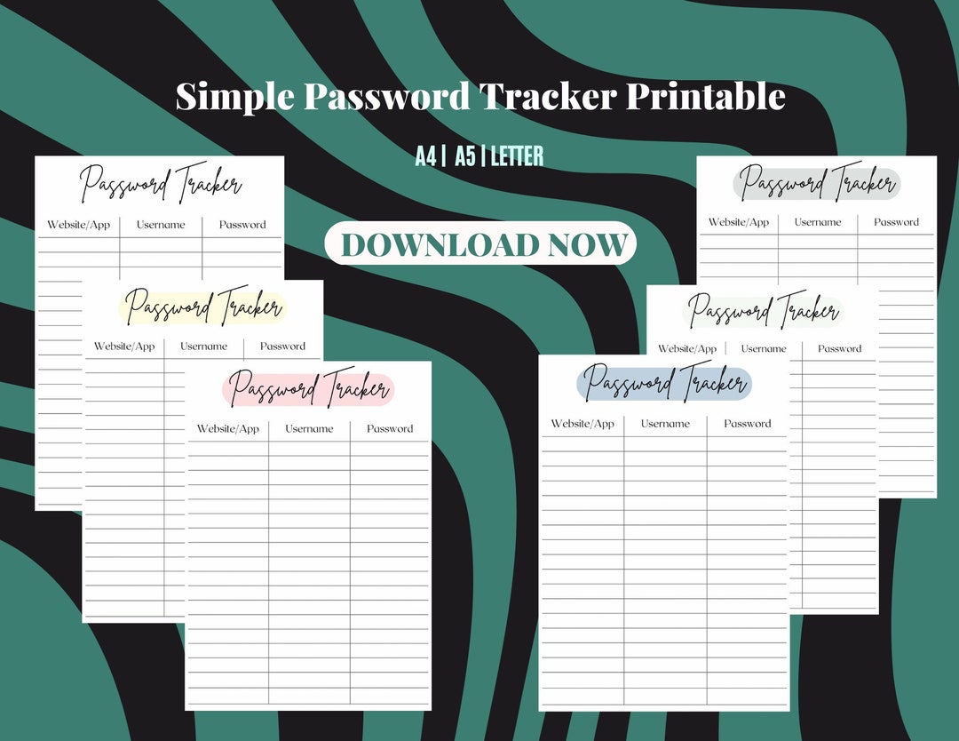 Simple Password Tracker | PDF Printable | Staying Organized | Letter A4 ...