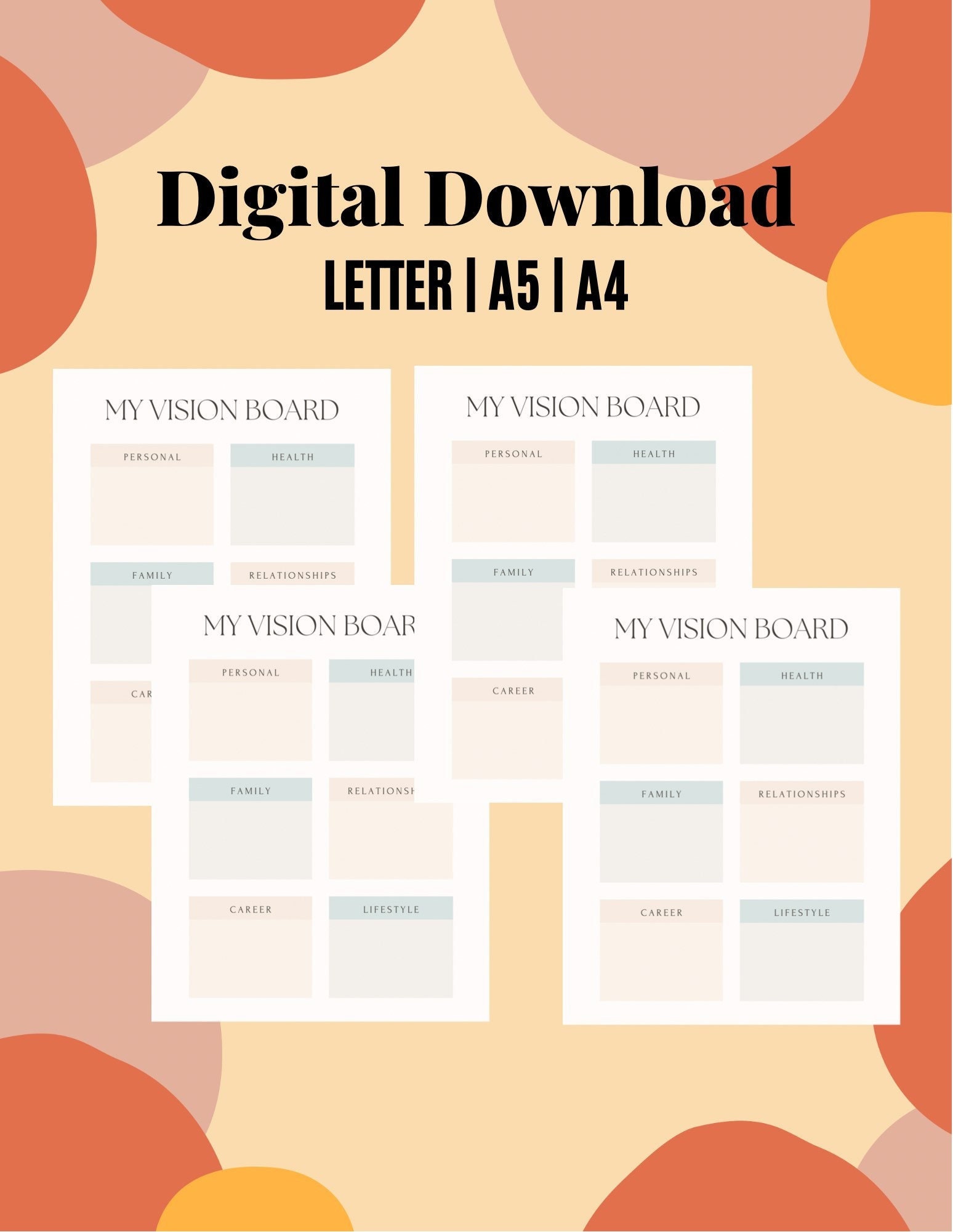 Mini Vision Board Template PDF Printable 2023 Manifestation 2023 Goal ...