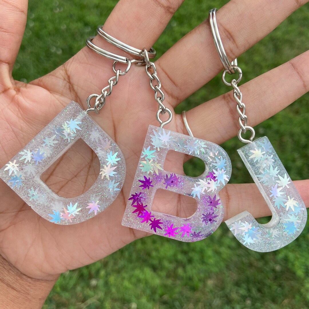 Custom Resin Weed Leaf Letter Keychain - Etsy