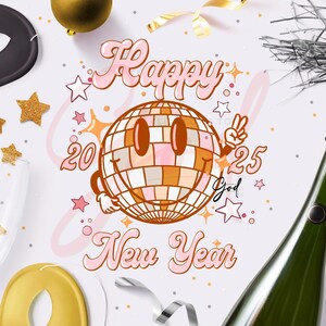 Retro Peace Disco Ball Png,happy New Year 2025 Png,sublimation Retro ...