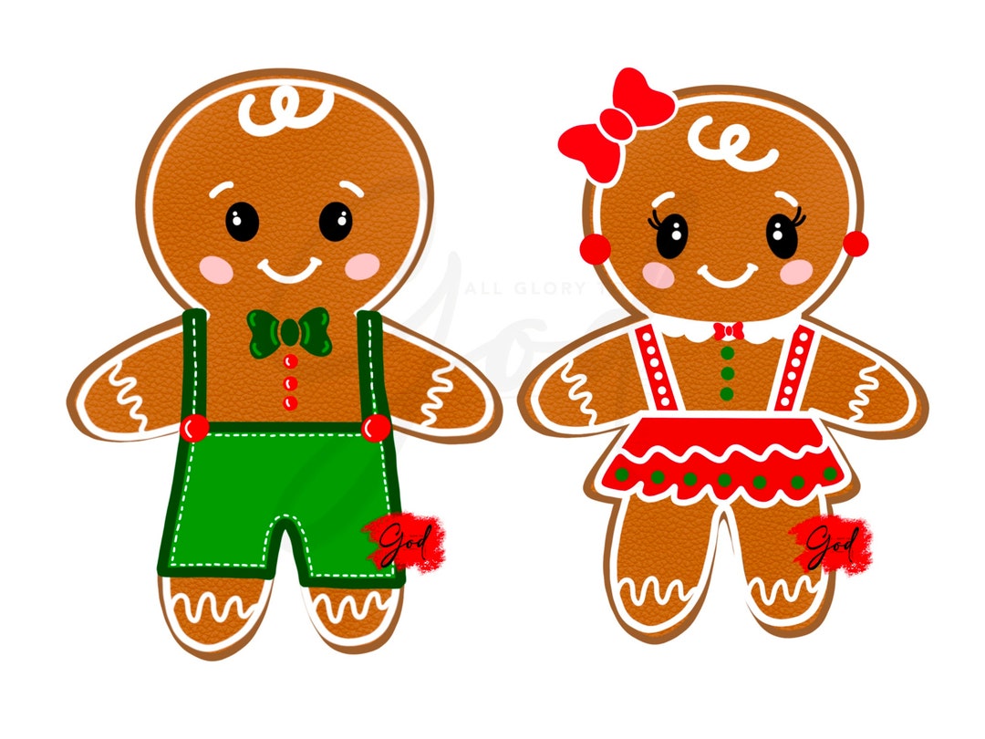 Cute Gingerbread Girl and Boy Png,christmas Gingerbread Couple Png ...