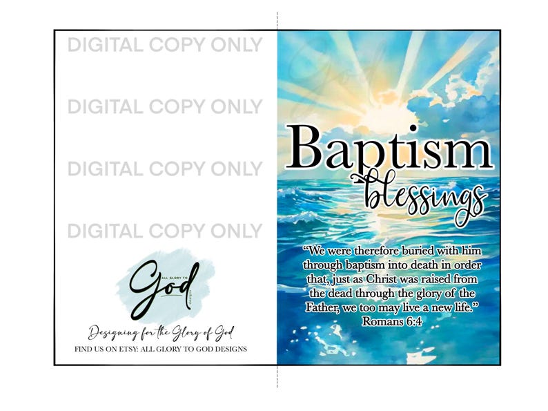 Printable Baptism Card,instant Download Teen Christian Baptism Card ...