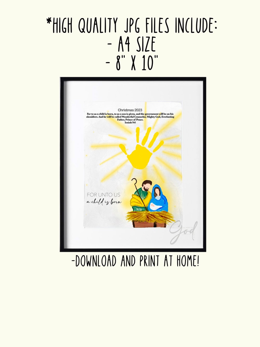 For Unto Us a Child is Born Jpg,handprint Activity for Children,love ...