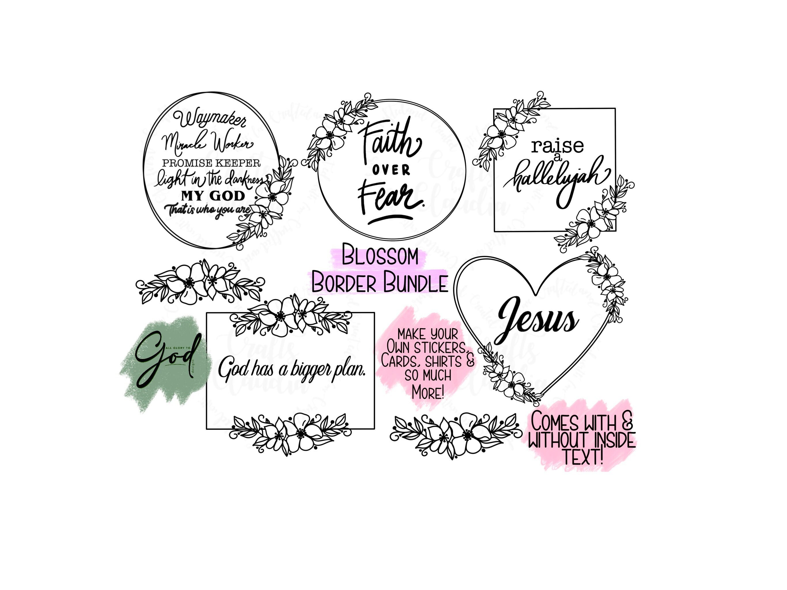 Christian Blossom Border Bundle Svg,jesus Saves Png,jesus Saved Me ...