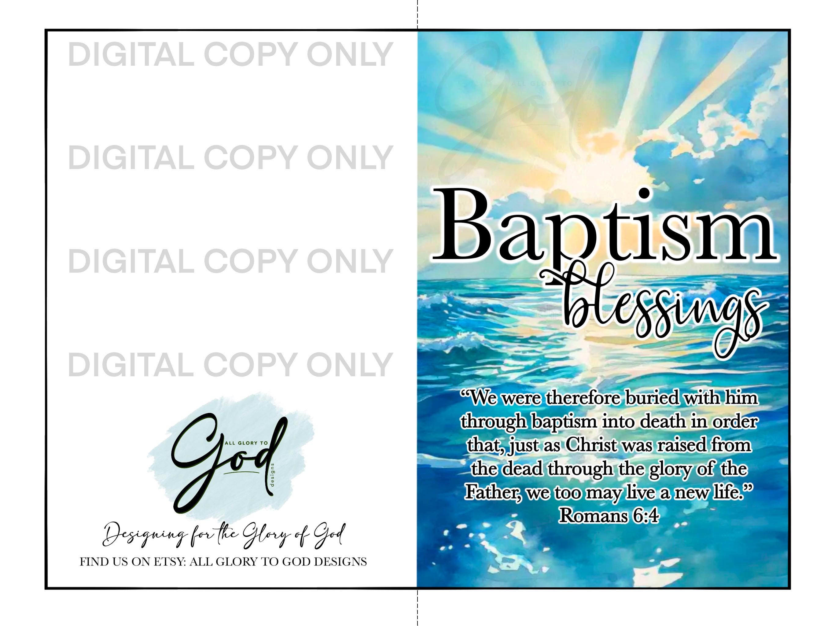 Printable Baptism Card,instant Download Teen Christian Baptism Card ...