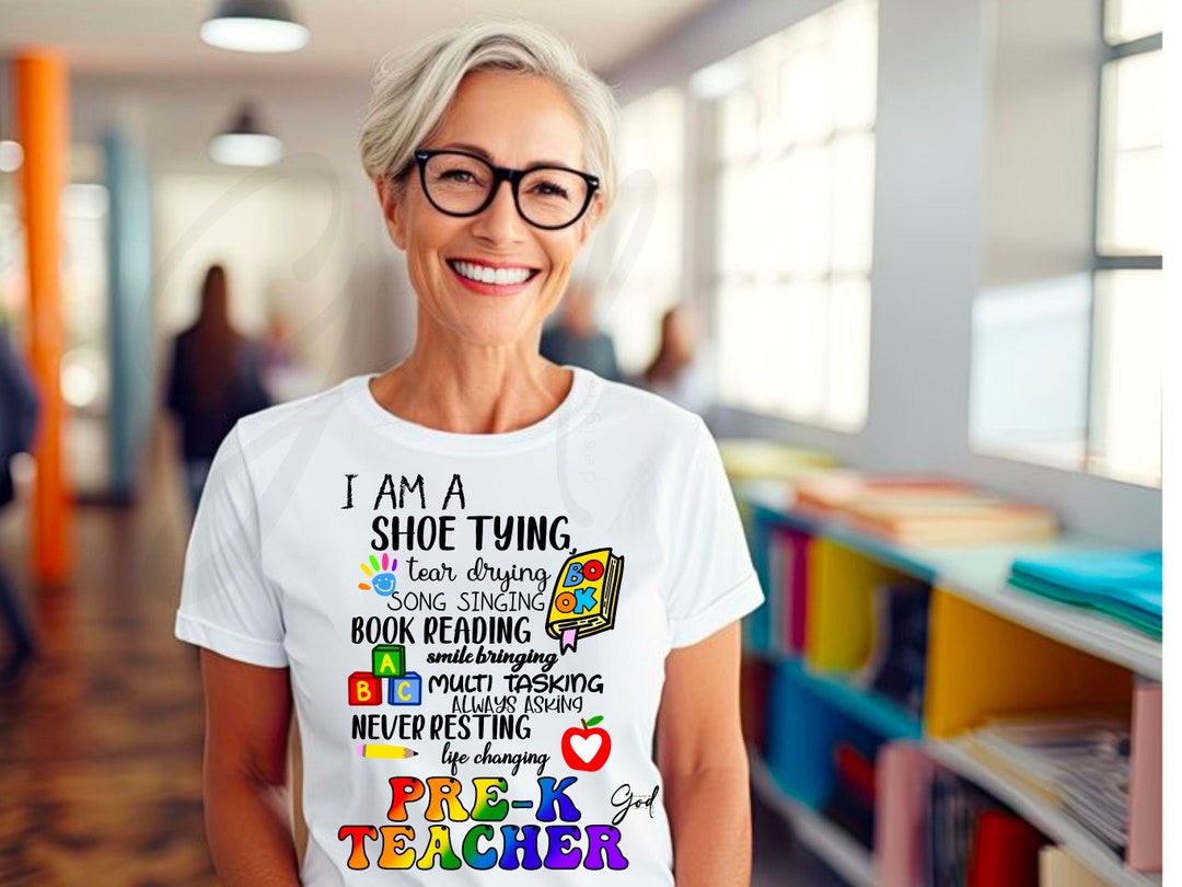 Pre K Teacher Png,back to School Teacher T- Shirt,shoe Tying Teacher ...