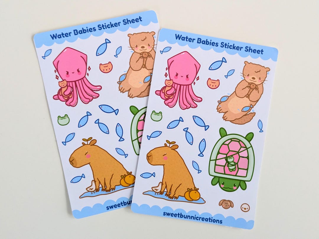 Water Babies Sticker Sheet ~ Water Creatures ~ Animals ~ Sea ~ Plushies ...